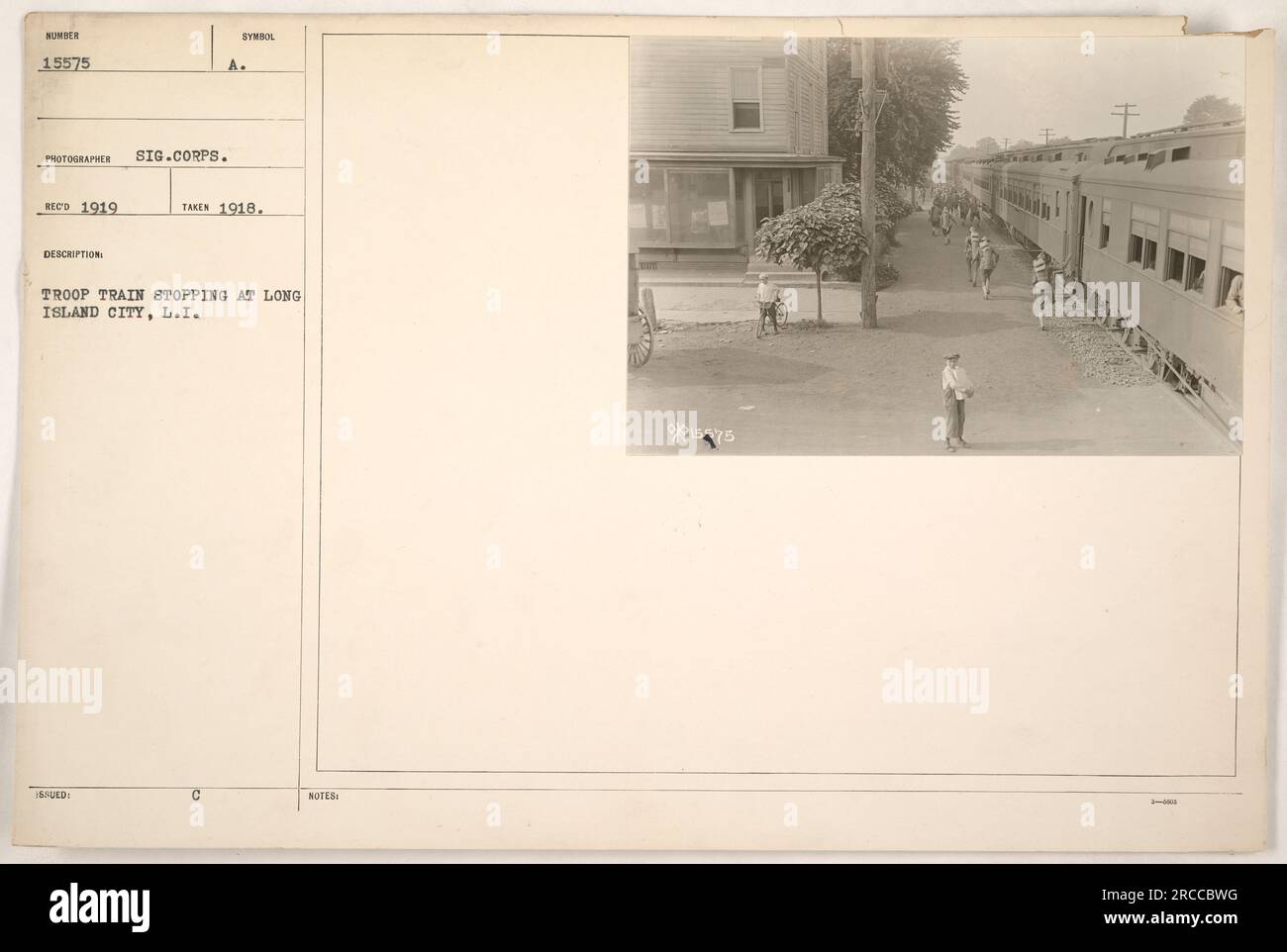 Troop train stopping at Long Island City, L.I. in 1918. The photo was ...