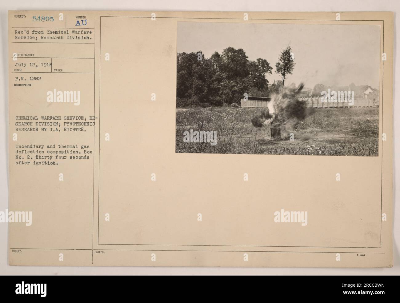 Chemical Warfare Service testing pyrotechnic research conducted by J.A ...