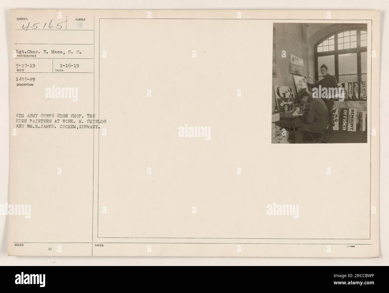 "BWW052925: 4th Army Corps sign shop in Cochem, Germany. Photograph ...
