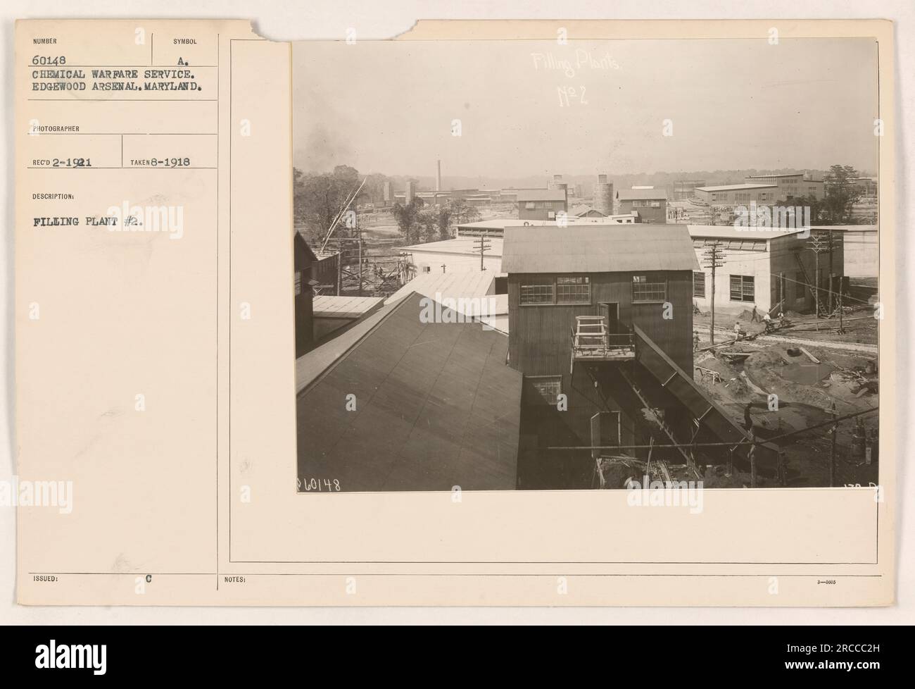 A photograph taken in August 1918 at Filling Plant #2, Chemical Warfare ...