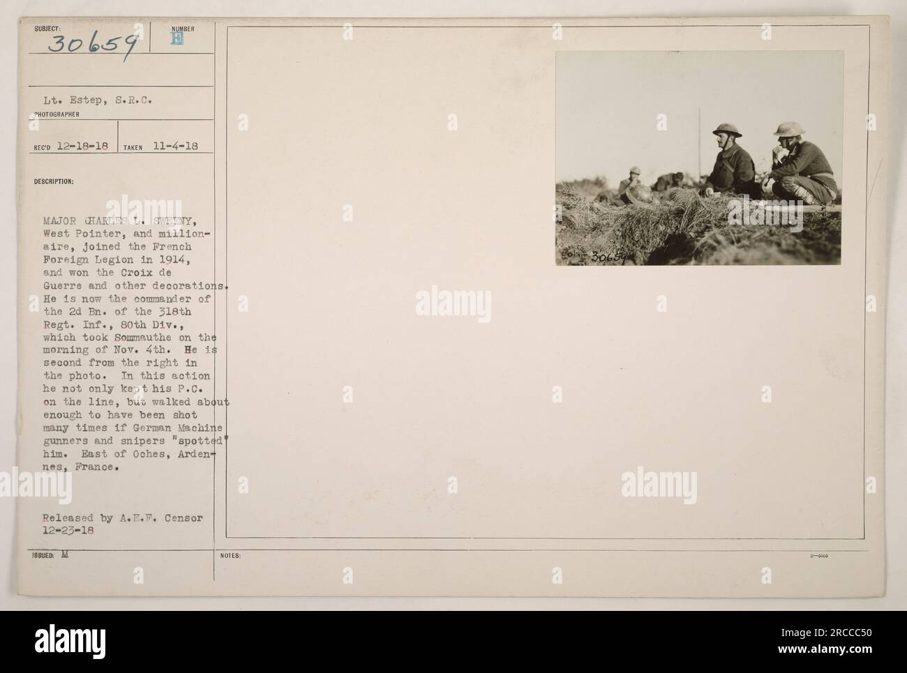 Caption: "Major Charles L. Sweeny, commander of the 2nd Battalion of ...