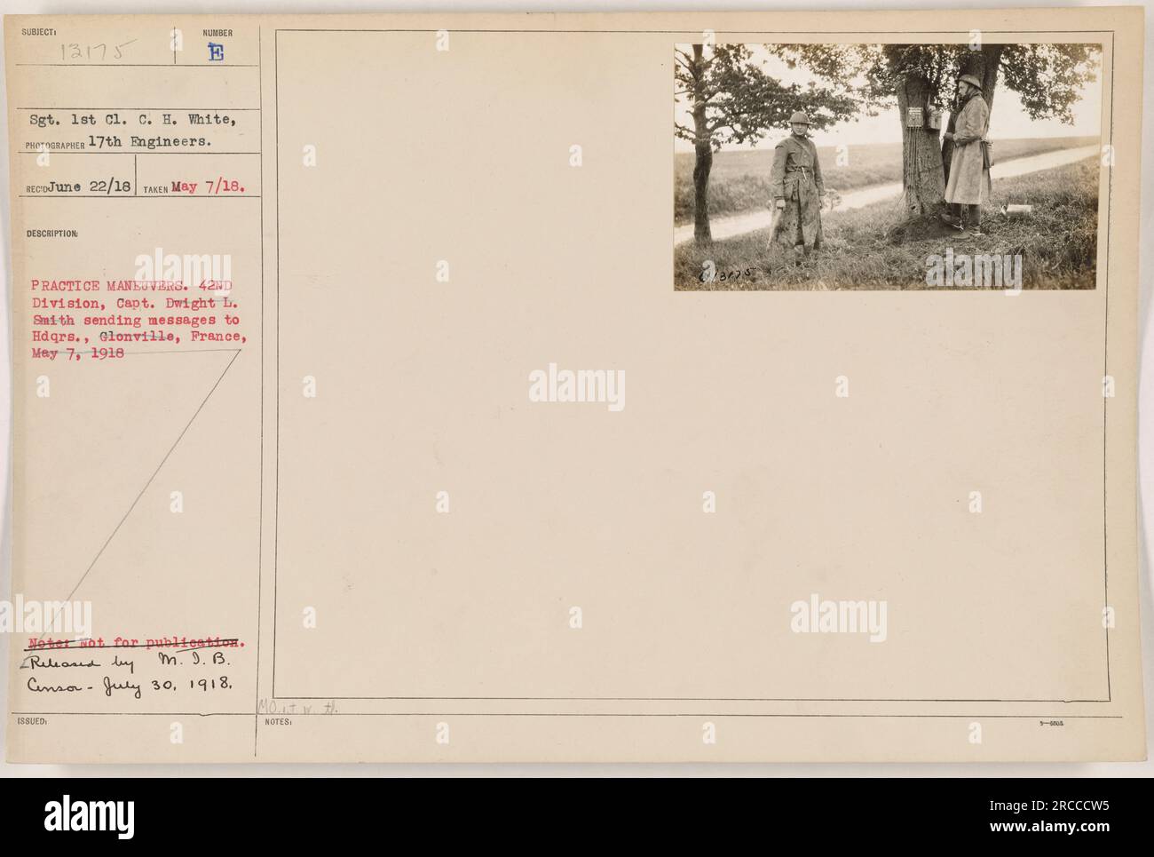 Caption: "Sgt. 1st Cl. C. H. White, a photographer from the 17th ...