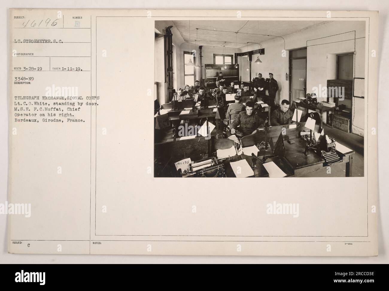 Telegraph exchange in Bordeaux, Gironde, France during World War One ...