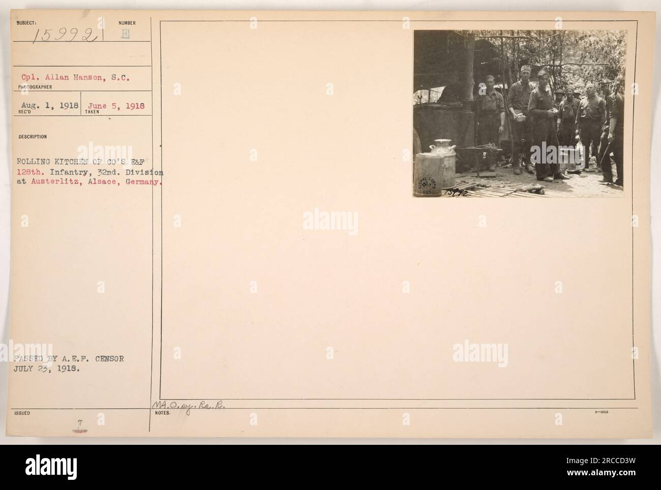 Cpl. Allan Hanson, S.C. captured a photograph on August 1, 1918, of the ...