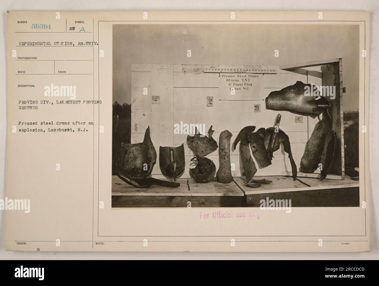 "Pressed steel drums after an explosion at Proving Div., Lakehurst ...