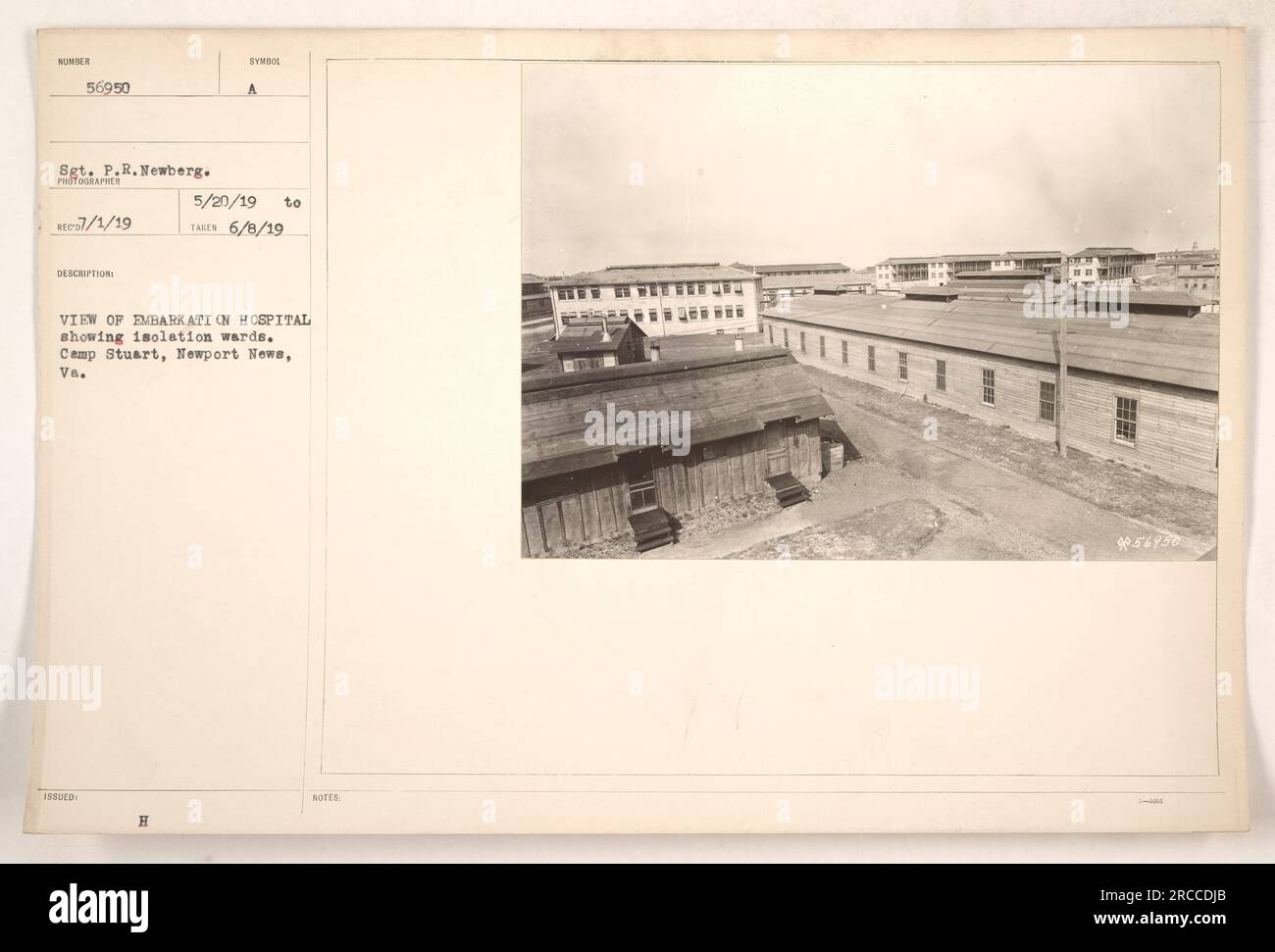 An aerial photograph of the Embarkation Hospital at Camp Stuart in ...