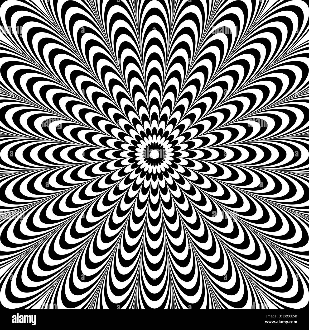 Optical illusion background. Black and white abstract distorted wave ...