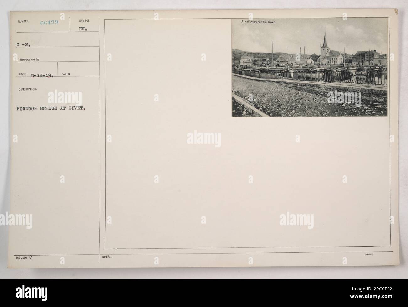 Pontoon bridge at Givet during World War One. This photograph was taken ...