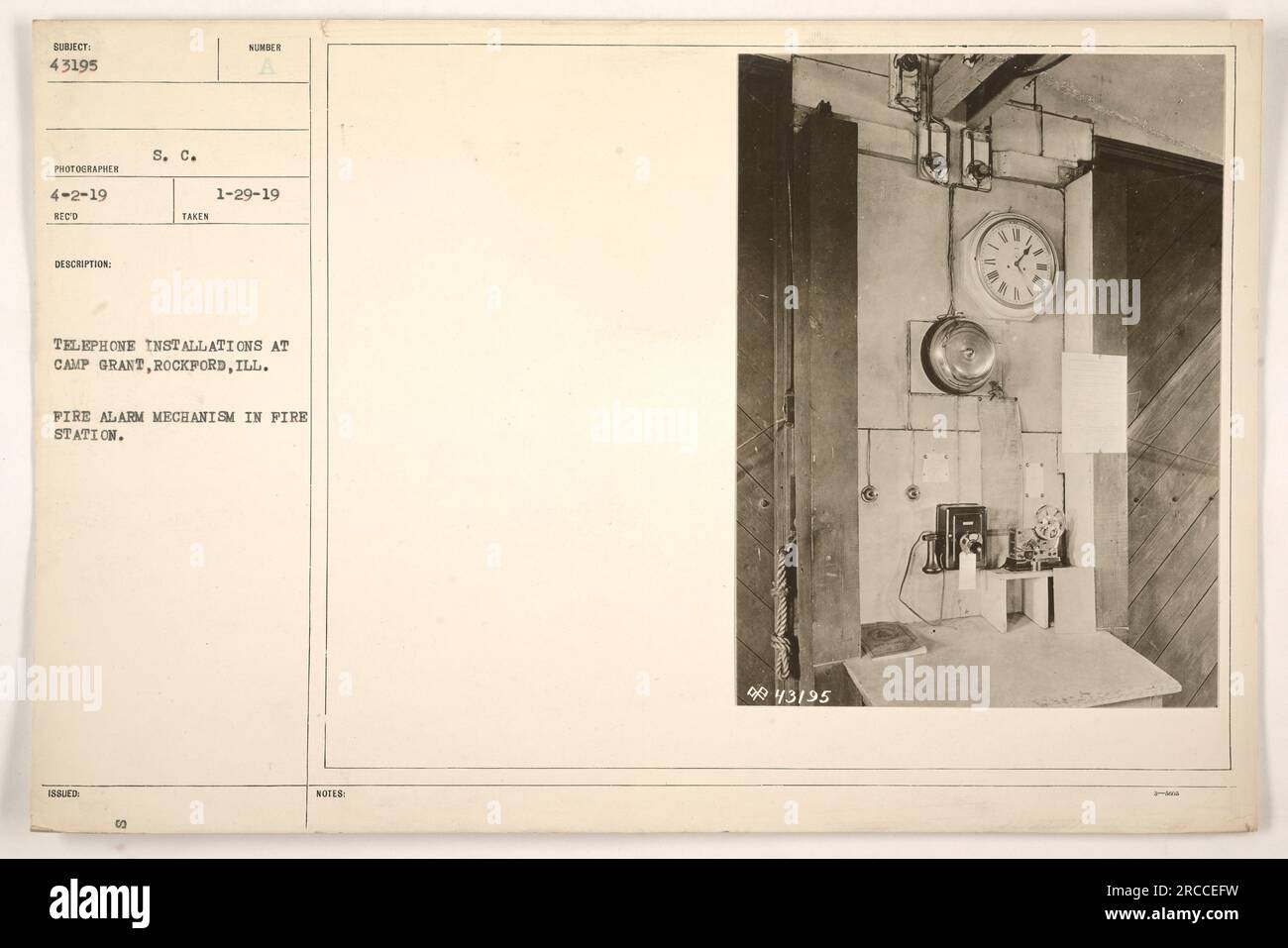 Factual caption: "Photograph of a fire alarm mechanism in the fire ...