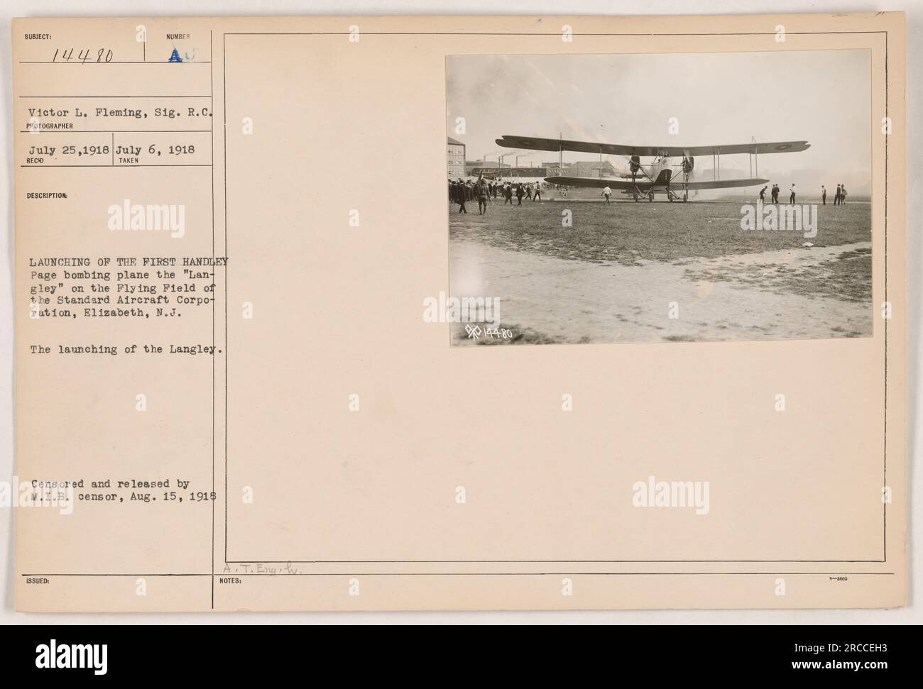 Image shows the historic moment of the launching of the first Handley ...