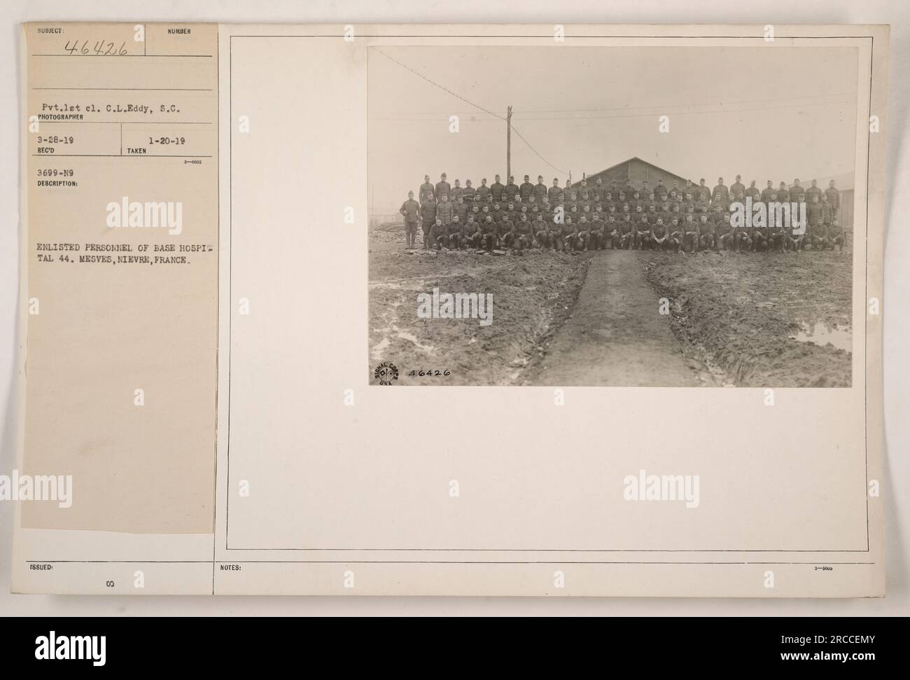 Enlisted members of Base Hospital 44 in Mesves, Nievre, France. This ...