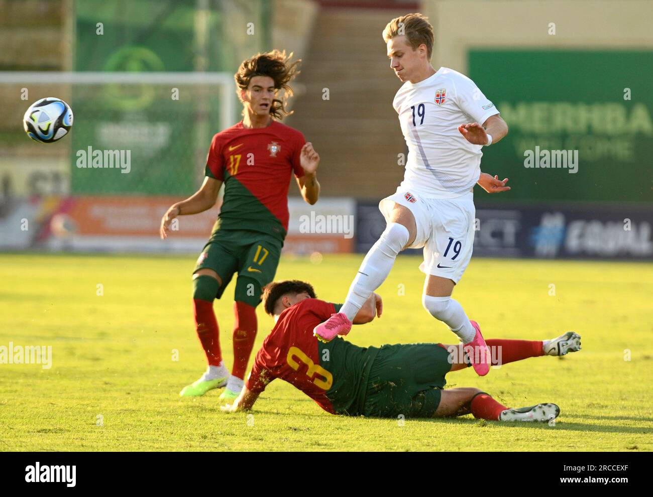 Paola, Paola. 13th July, 2023. Norway's Benjamin Thoresen Faraas (top R ...