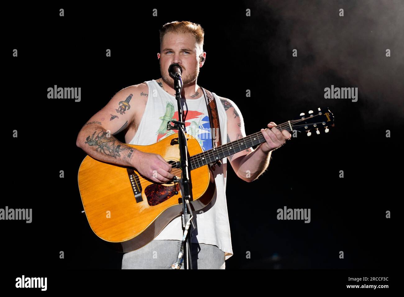 Zach Bryan performs during day one at the Windy City Smokeout festival ...