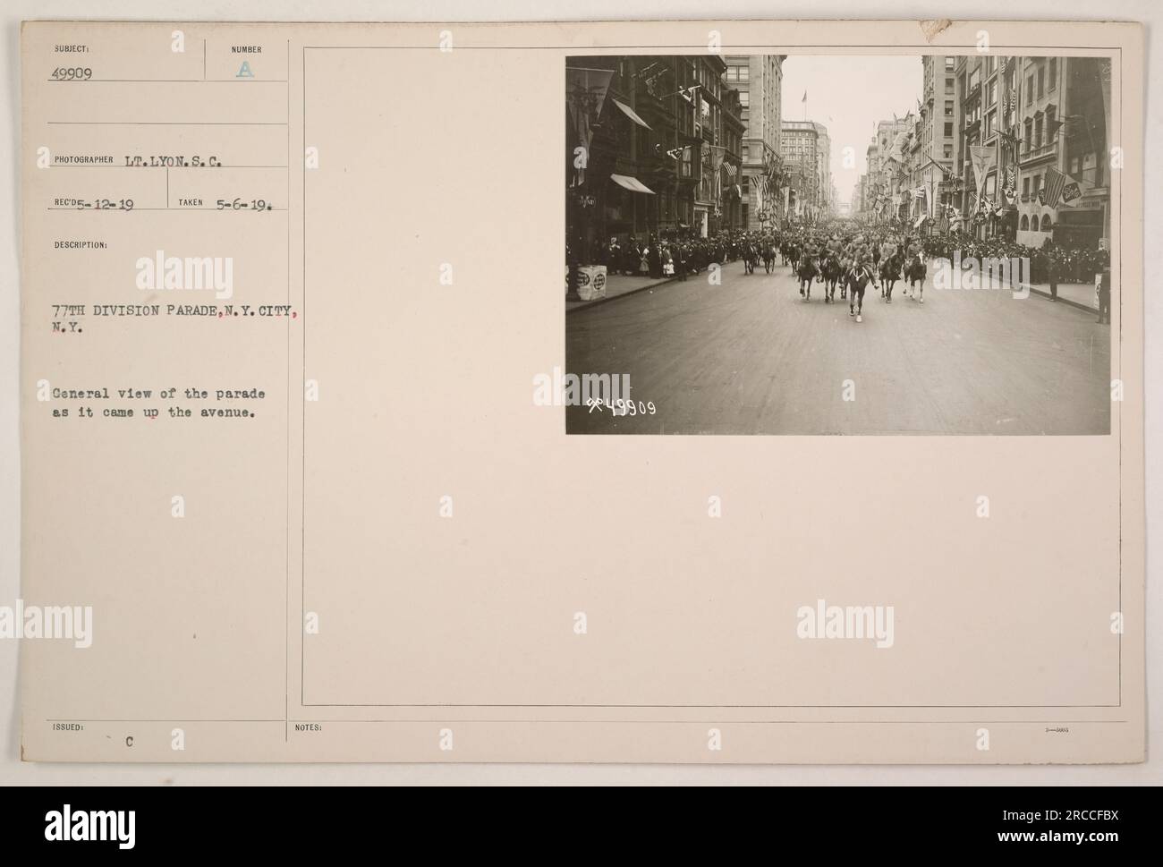 "General view of the 77th Division parade in New York City, as captured ...