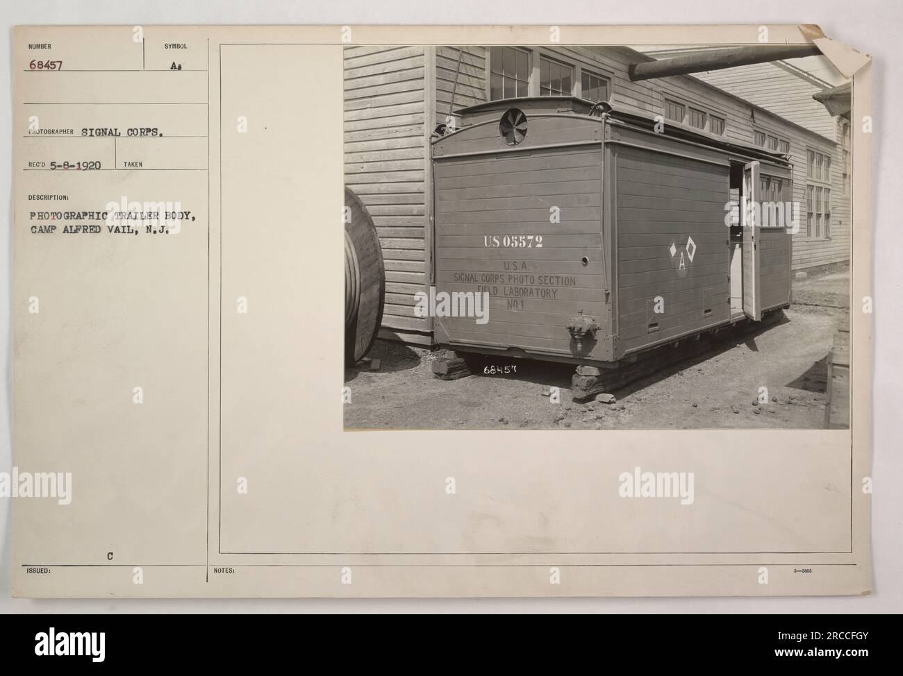 "Photograph of a photographic trailer body at Camp Alfred Vail, N.J ...