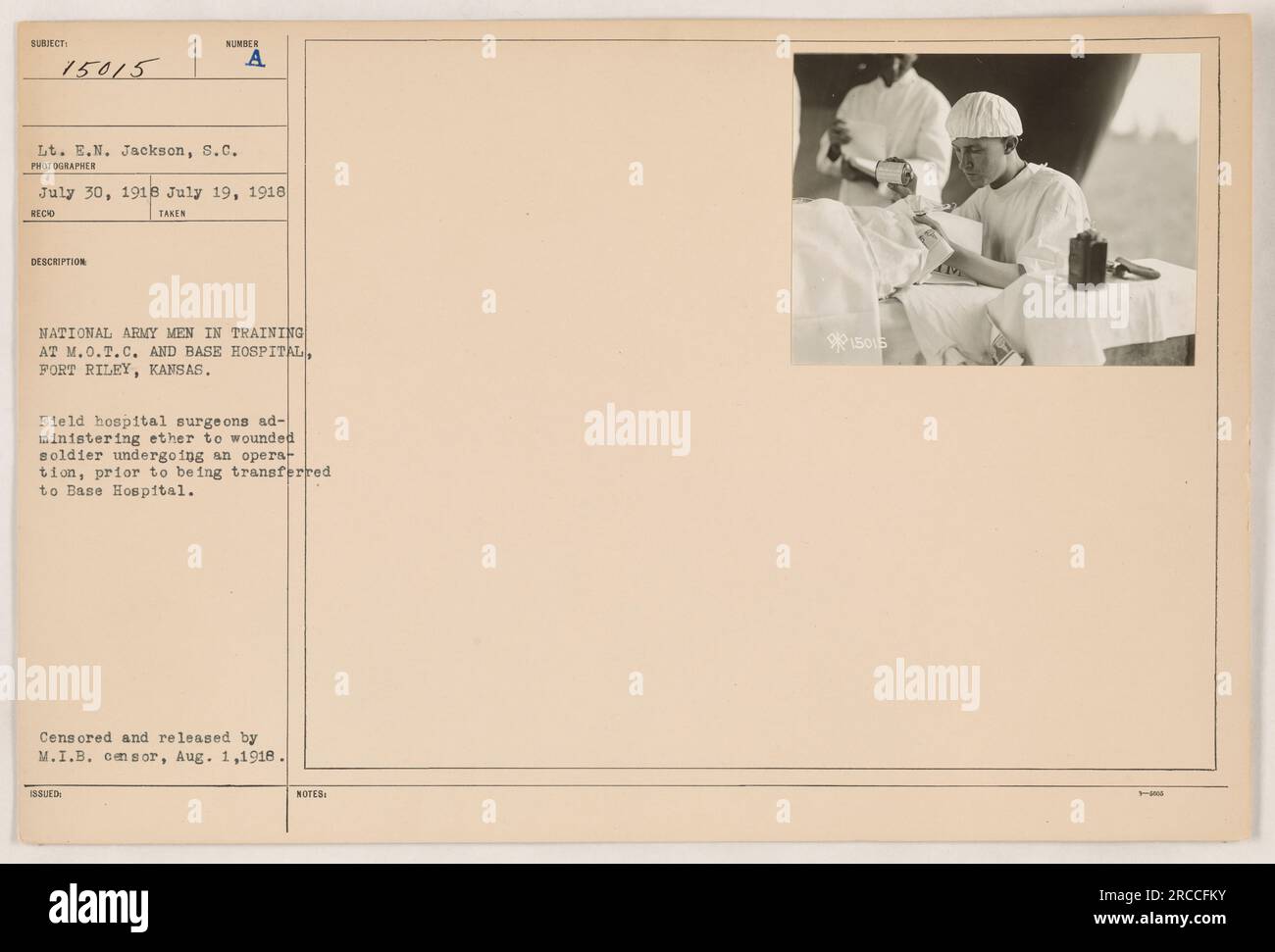 American field hospital surgeons administering ether to a wounded ...