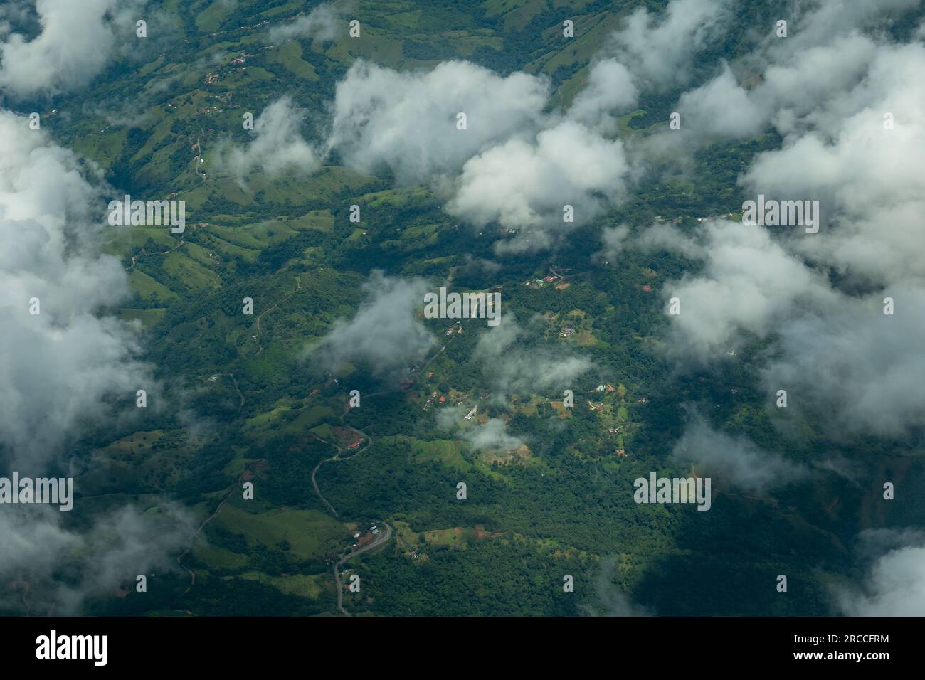 Aerial View of Mountains, Hills, Trees, Farms, Houses and Small ...