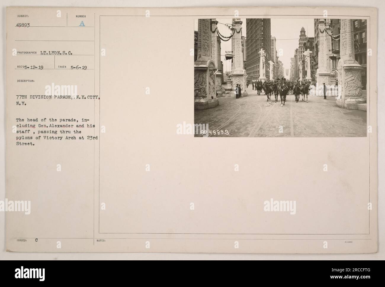 The 77th Division parade in New York City is seen in this photograph ...