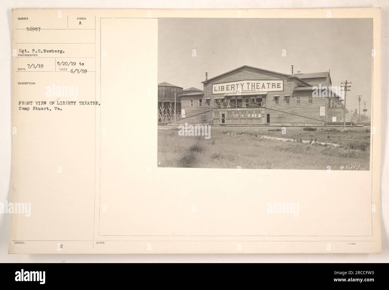 Front view of Liberty Theatre at Camp Stuart, Va. The photograph was ...