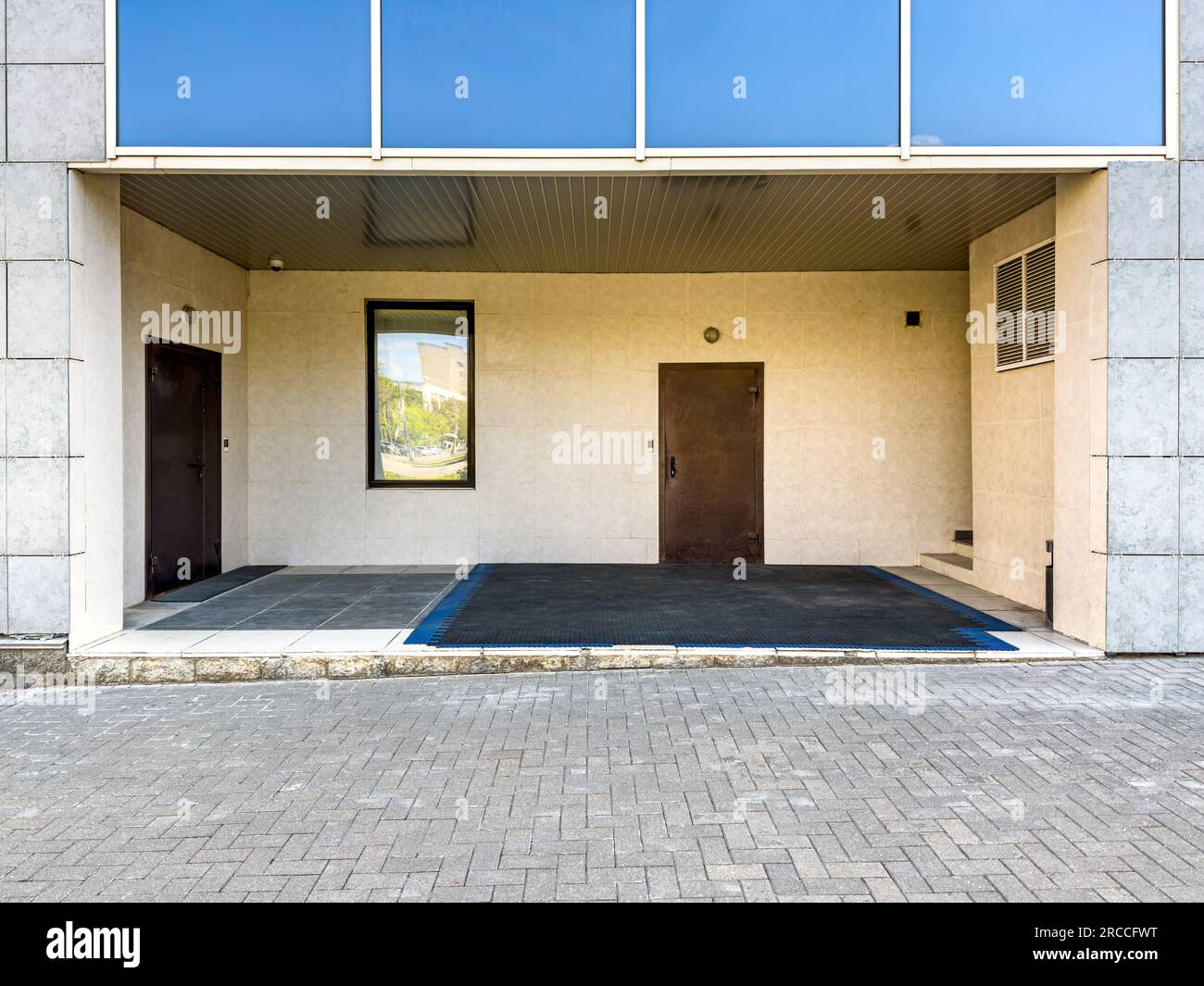entrance of business building. modern office building exterior. urban ...
