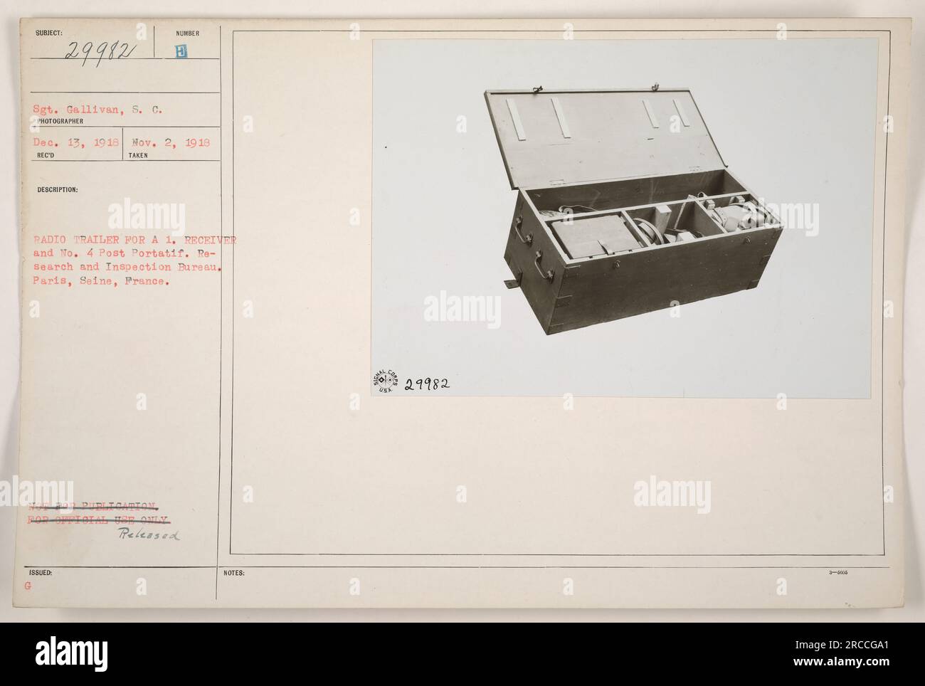 Image depicts a radio trailer used by the Research and Inspection ...