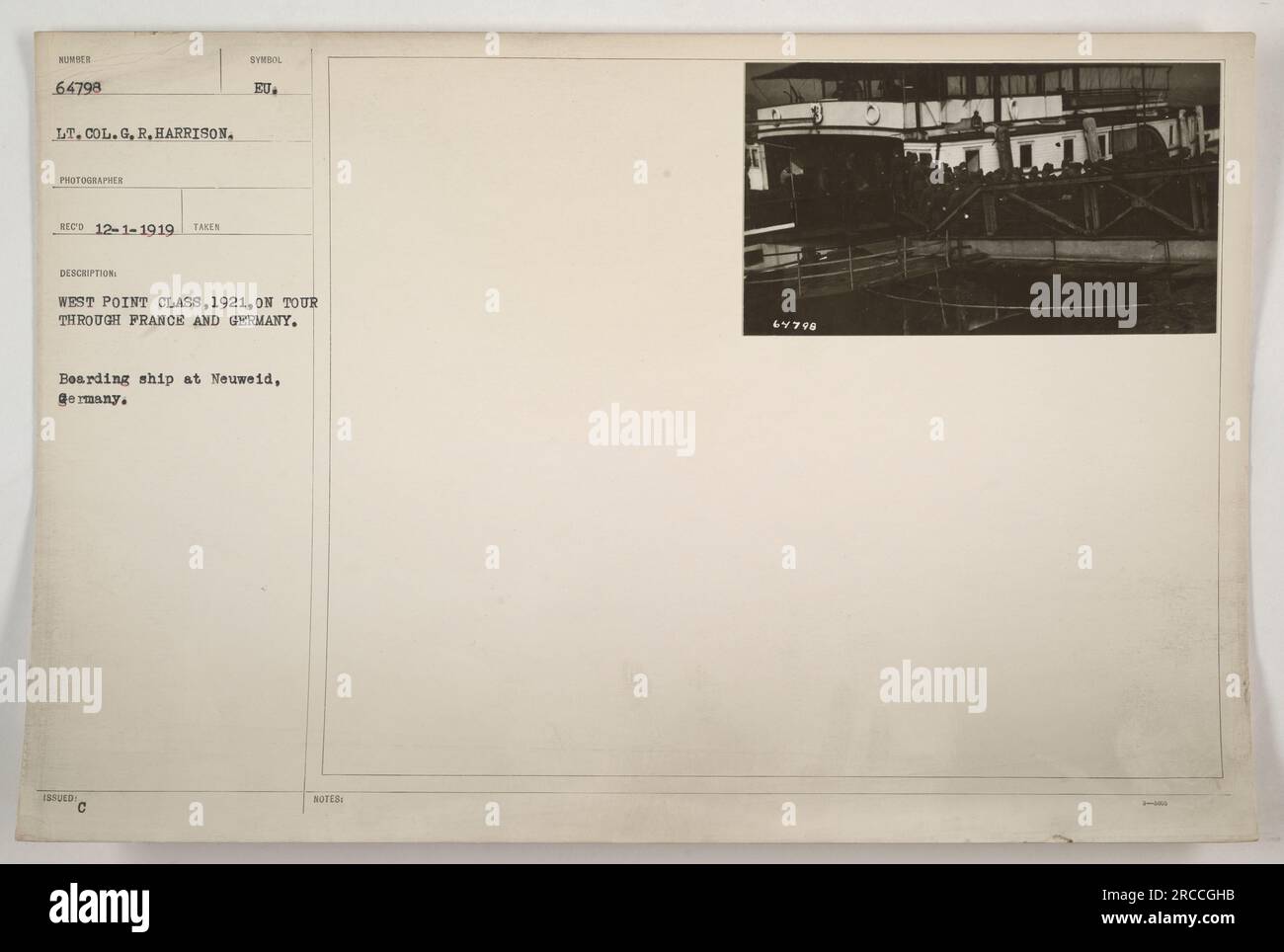 West Point Class of 1921 boarding a ship at Neuweid, Germany during ...