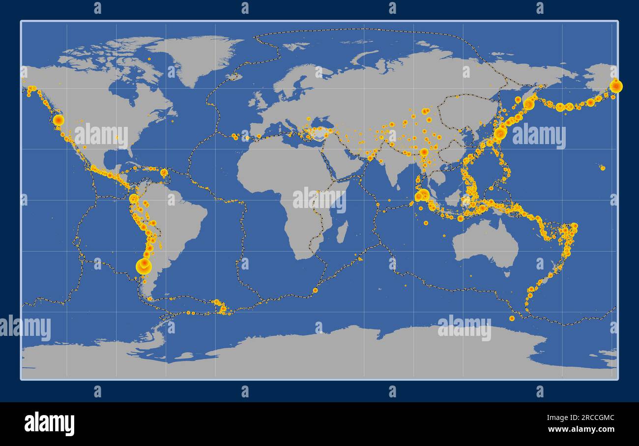 Shape Of The Anatolian Tectonic Plate On The Solid Contour Map In The Compact Miller Projection