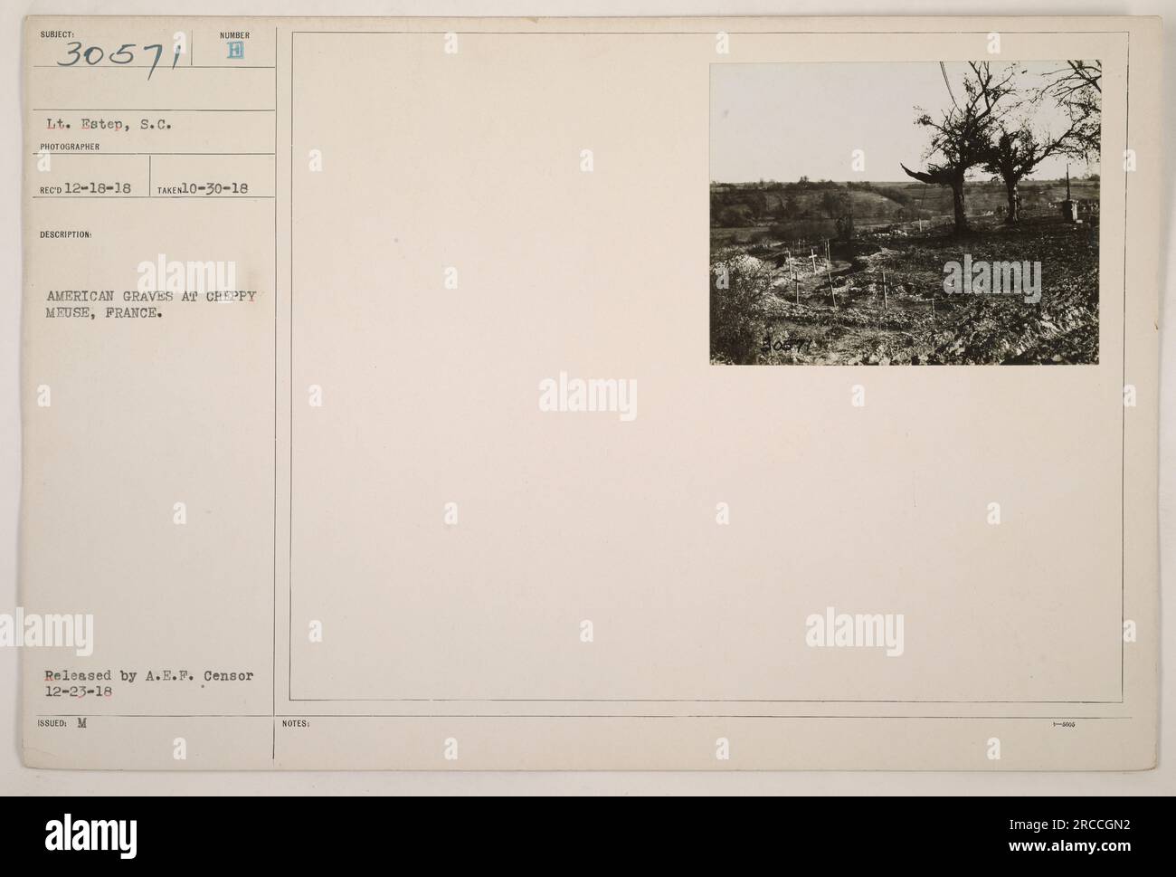 American graves at Cheppy Meuse, France. Photograph taken on October 30 ...