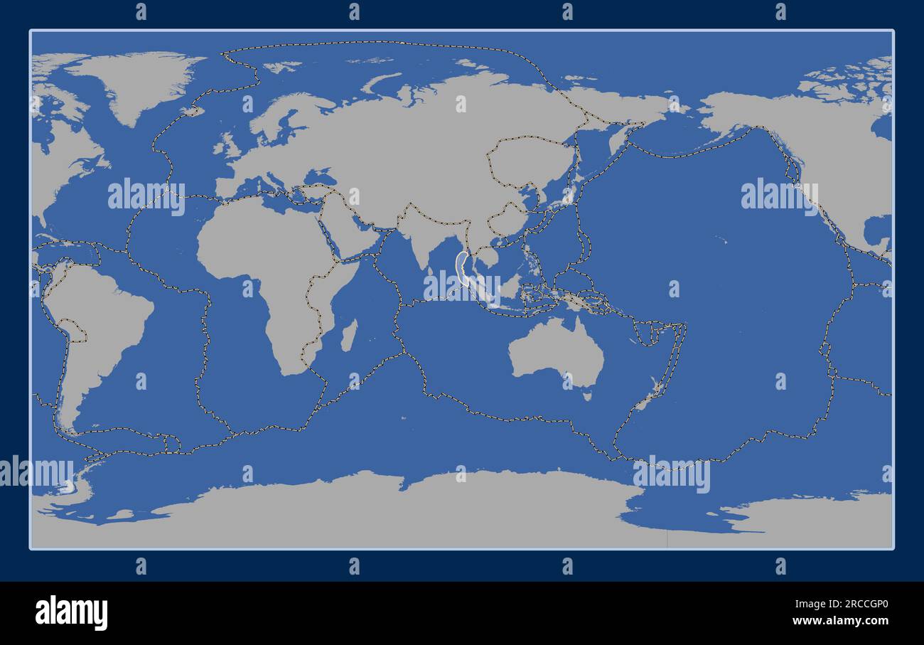 Shape Of The Burma Tectonic Plate On The Solid Contour Map In The Compact Miller Projection