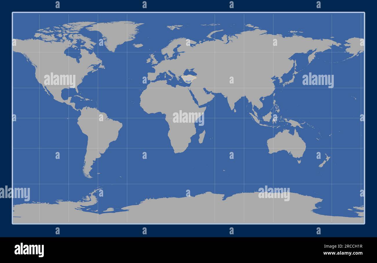 Shape Of The Anatolian Tectonic Plate On The Solid Contour Map In The Compact Miller Projection
