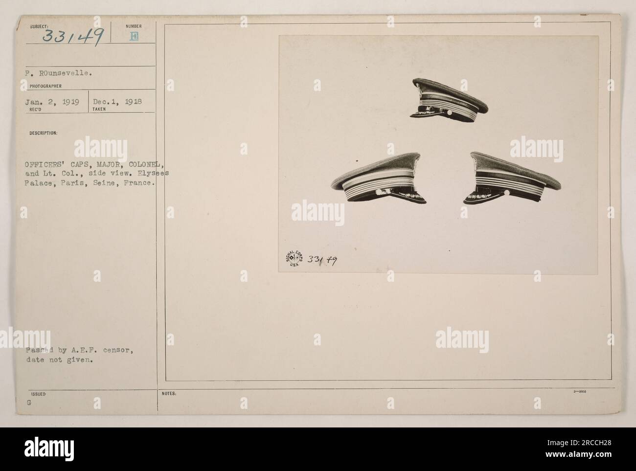 Image depicts three American military officers wearing caps, including ...