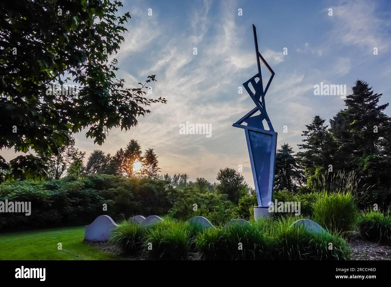 Outdoor steel sculpture 'The storm' represents the dynamic and powerful ...