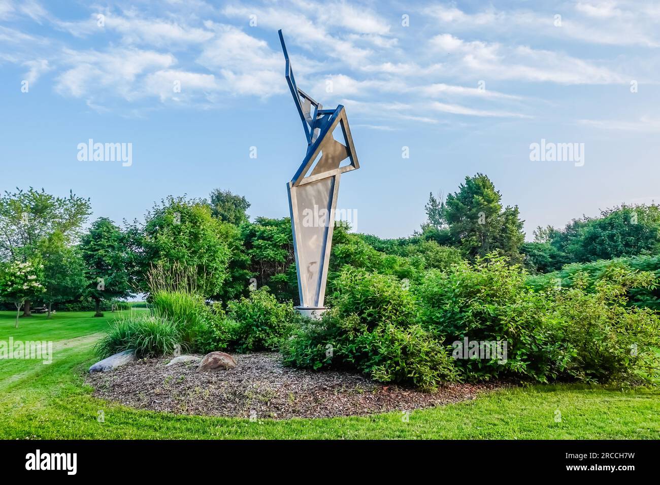 Outdoor steel sculpture 'The storm' represents the dynamic and powerful ...