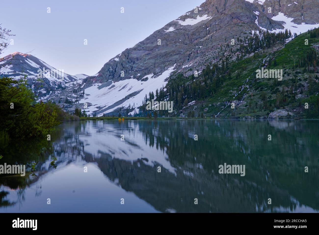 Alpine mountain and it's reflection in the alpine lake in Emigrant ...