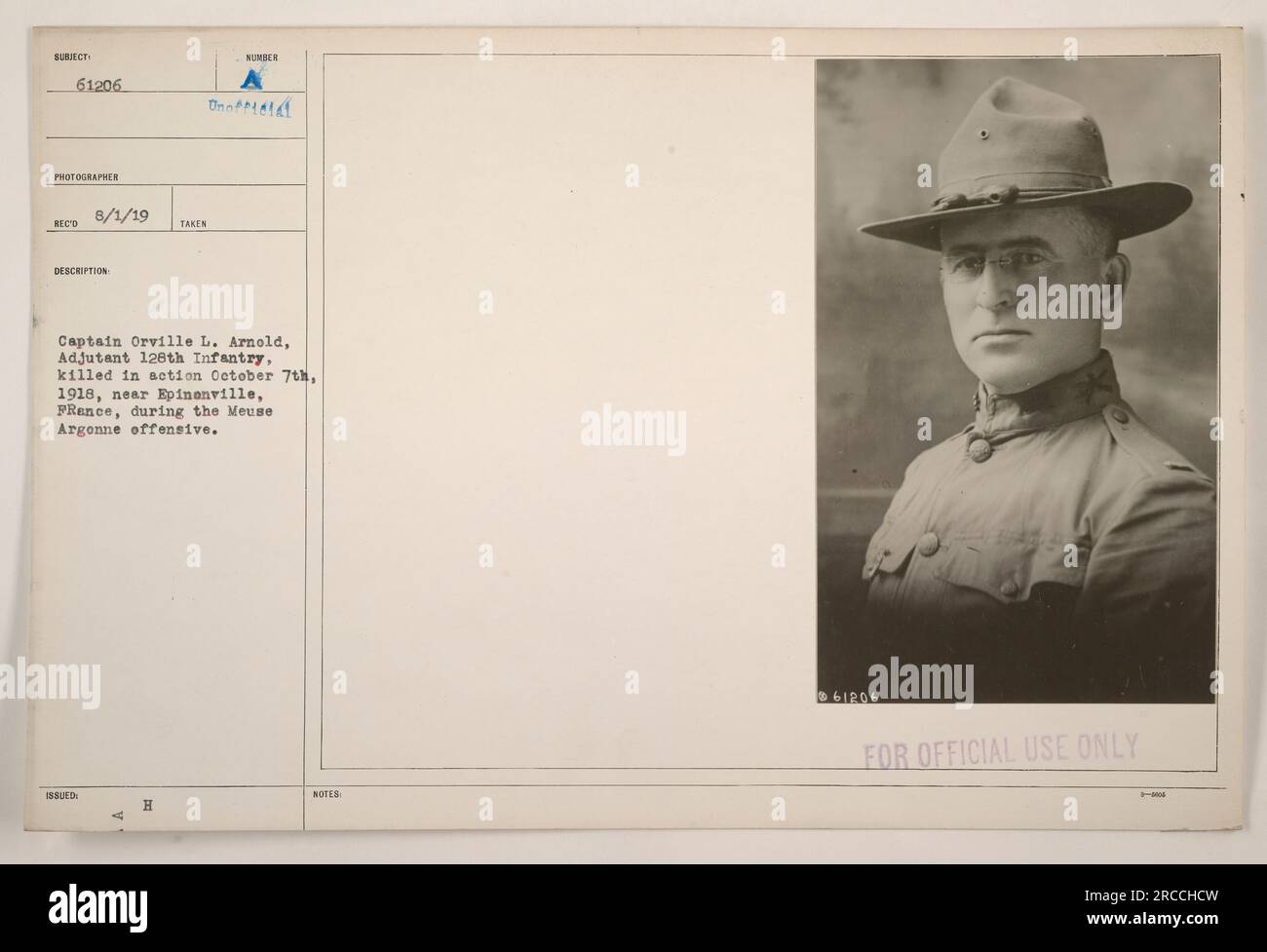 Adjutant 128th infantry hi-res stock photography and images - Alamy