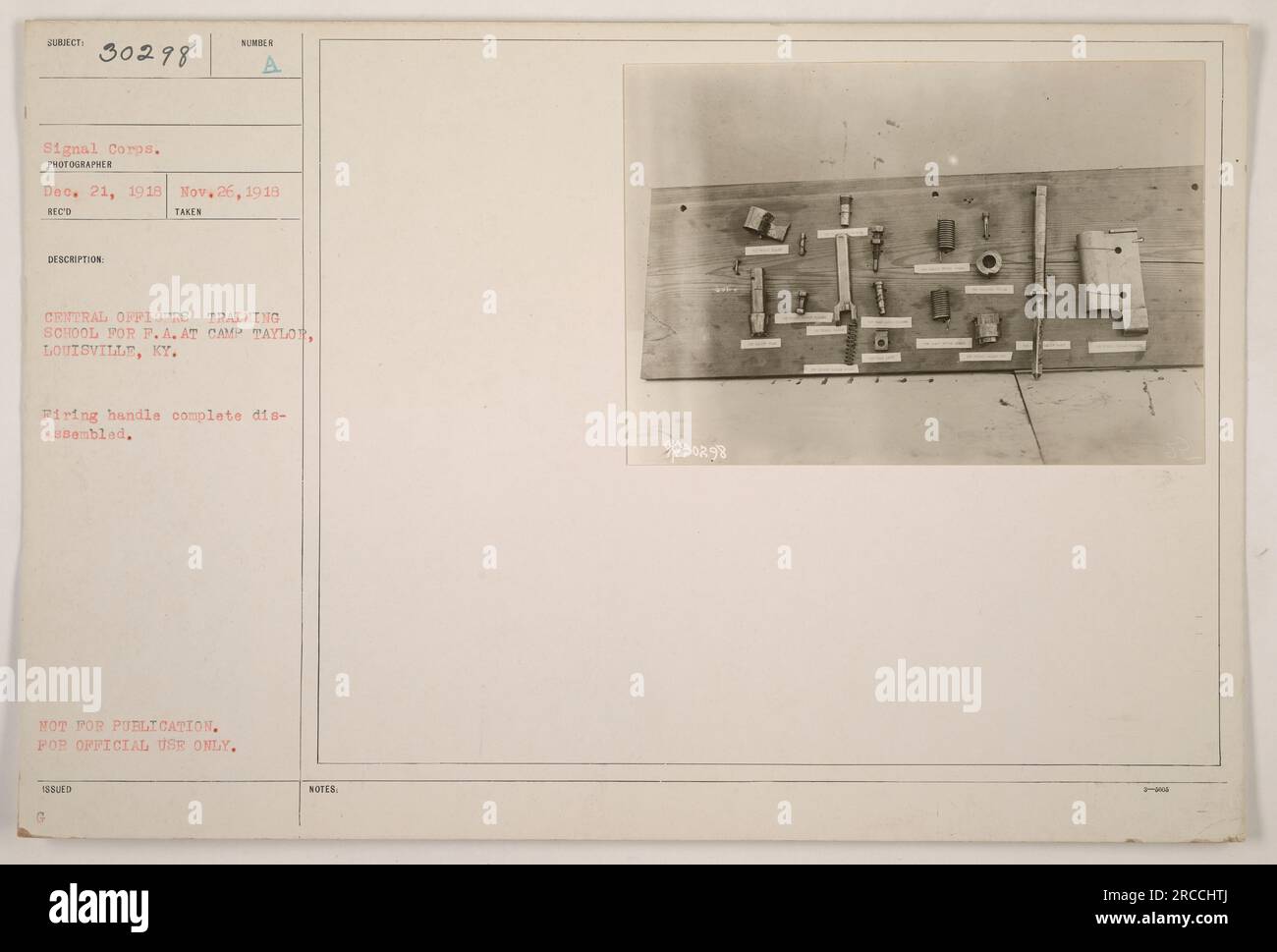 Image of a firing handle being disassembled at the Central Officers ...