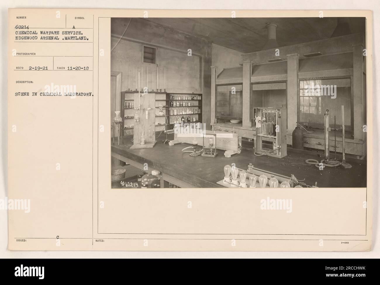A scene from a chemical laboratory at the Chemical Warfare Service ...