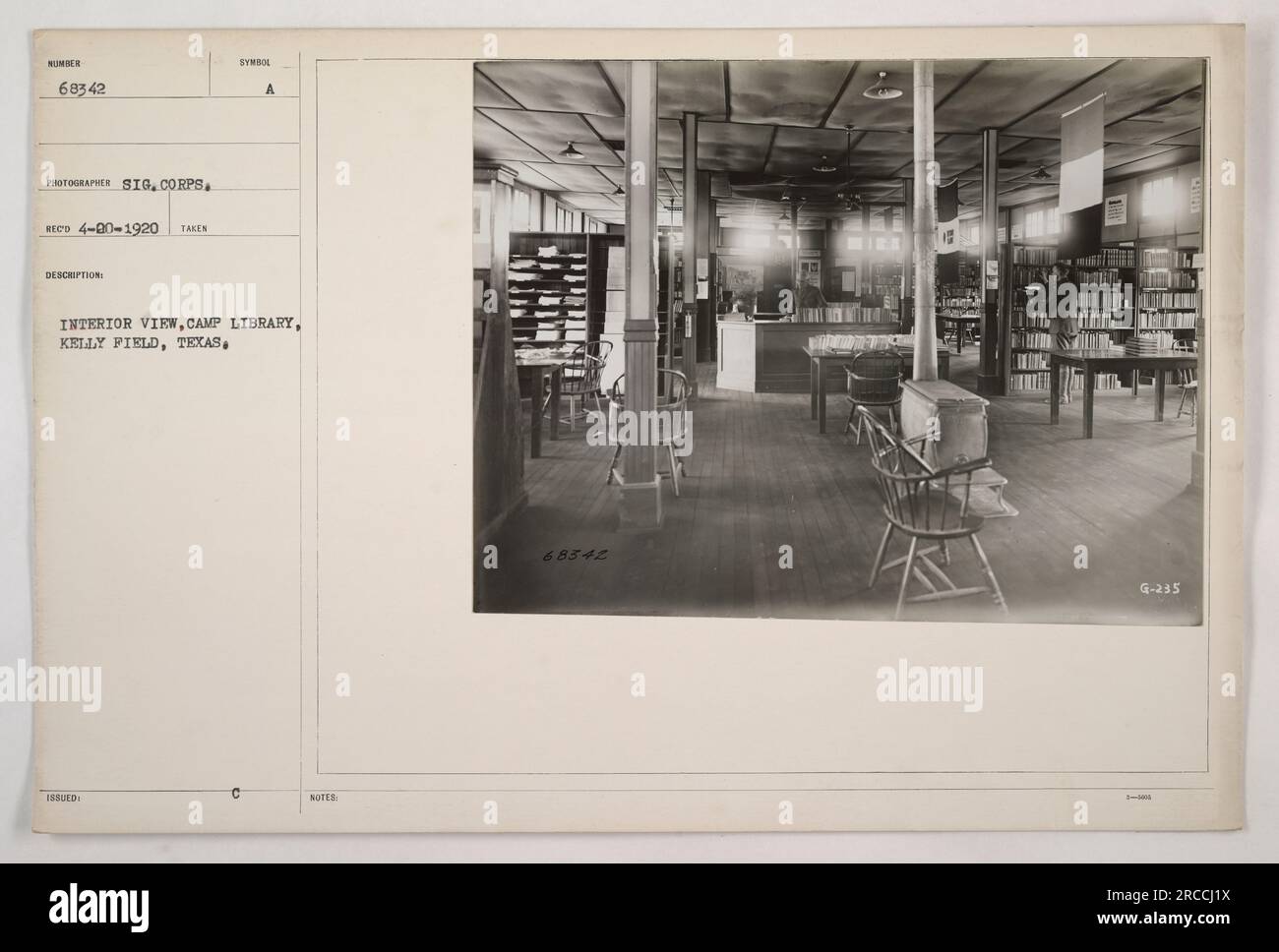Interior view of the Camp Library at Kelly Field, Texas during World ...