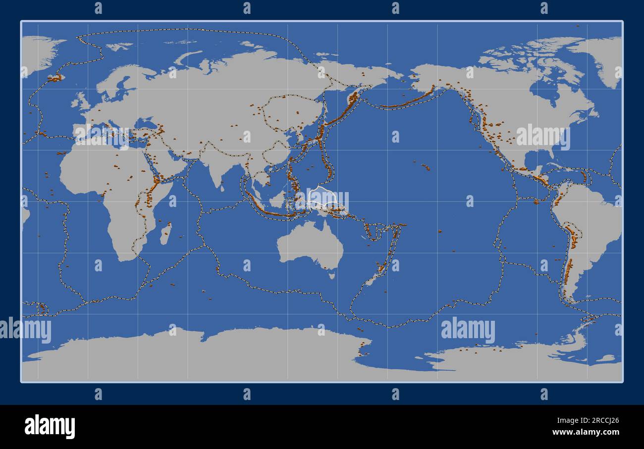 Shape Of The Caroline Tectonic Plate On The Solid Contour Map In The Compact Miller Projection