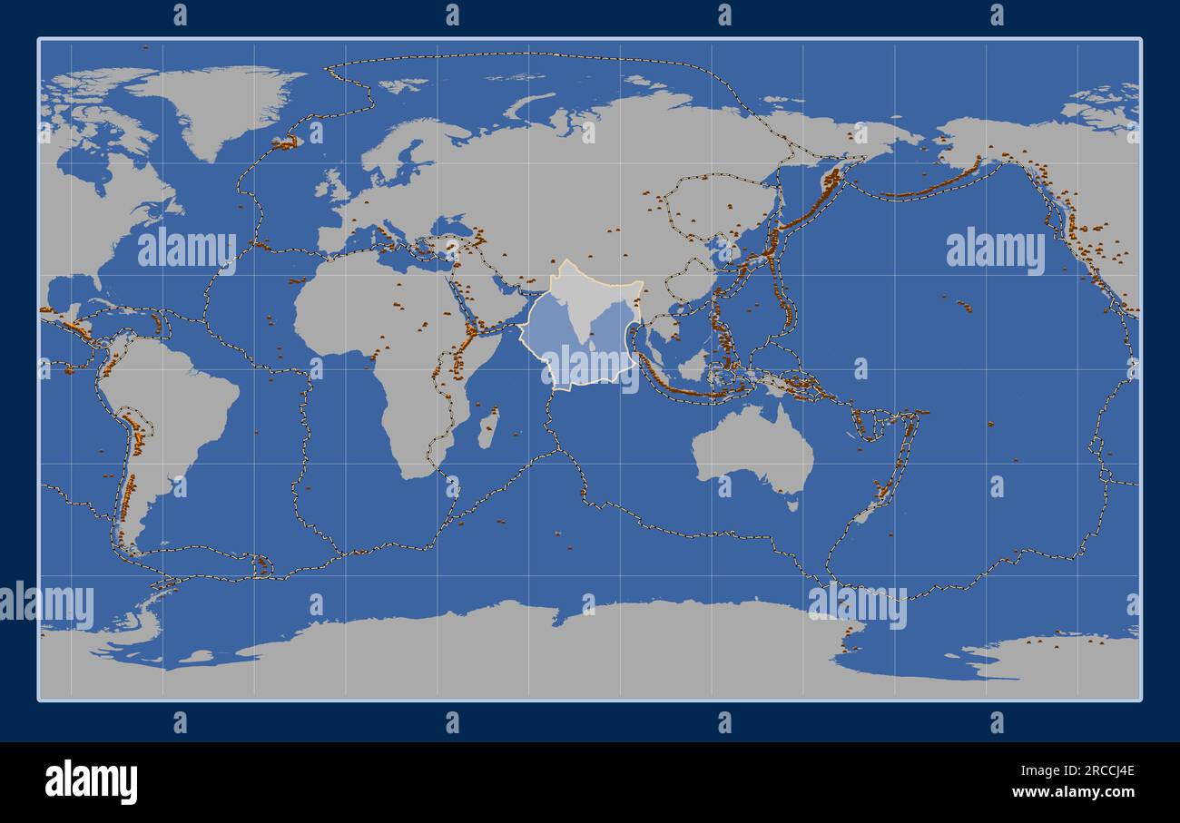 Shape Of The Indian Tectonic Plate On The Solid Contour Map In The Compact Miller Projection