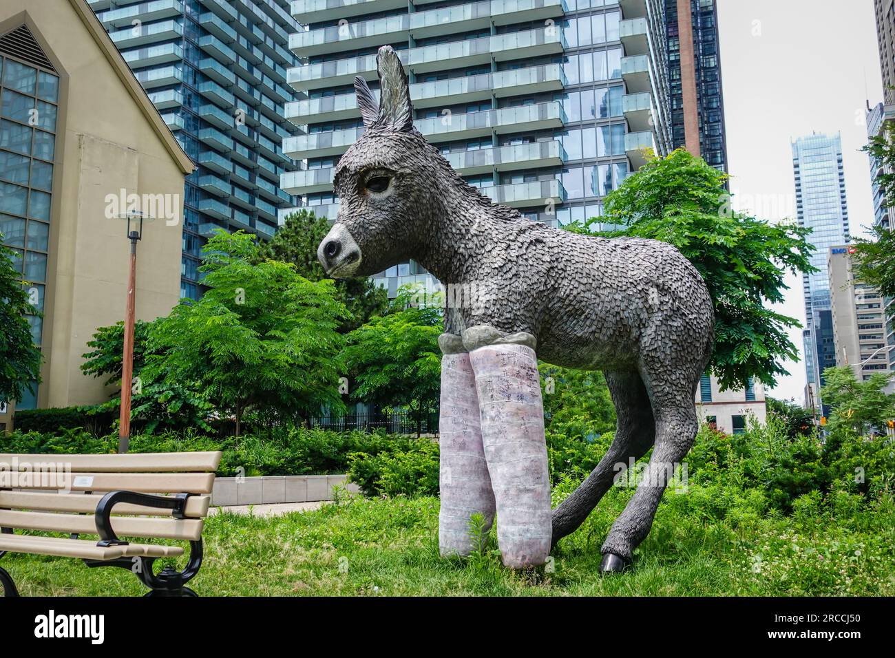 Donkey statue with cast, Clover hill park, Toronto, Canada Stock Photo ...