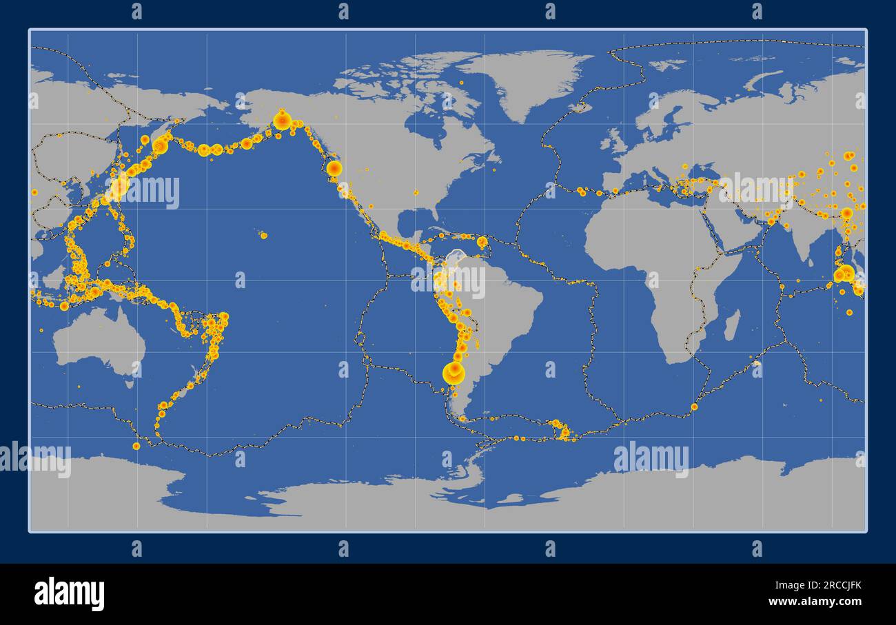Shape of the North Andes tectonic plate on the solid contour map in the ...
