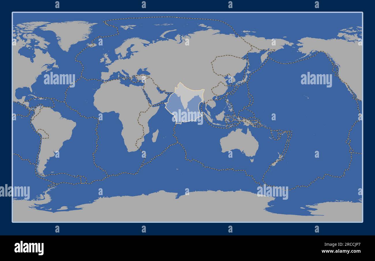 Shape Of The Indian Tectonic Plate On The Solid Contour Map In The Compact Miller Projection