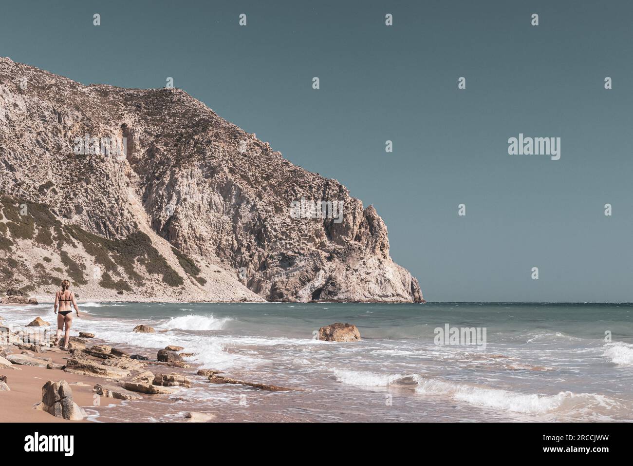 Beautiful day at the Kavo Paradiso beach in kos island, greece Stock ...