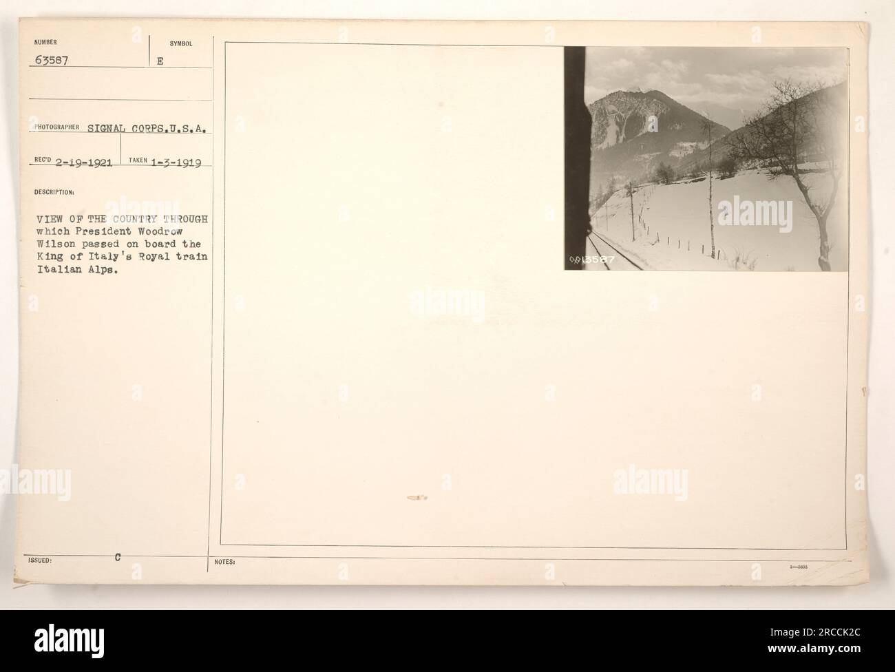 President Woodrow Wilson passing through the Italian Alps on board the ...
