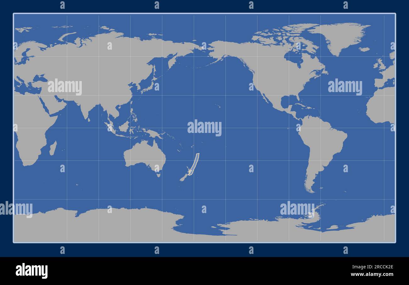 Shape of the Kermadec tectonic plate on the solid contour map in the ...