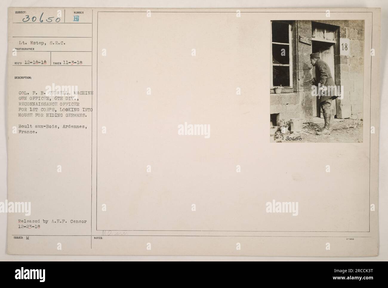 Lieutenant Estep, the photographer, took this photo on November 3, 1918 ...