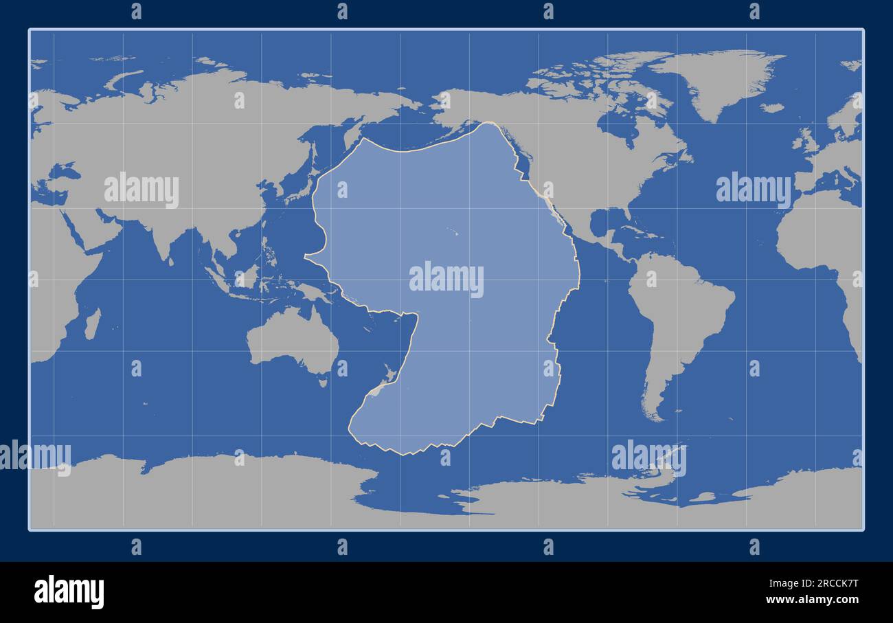 Shape of the Pacific tectonic plate on the solid contour map in the ...