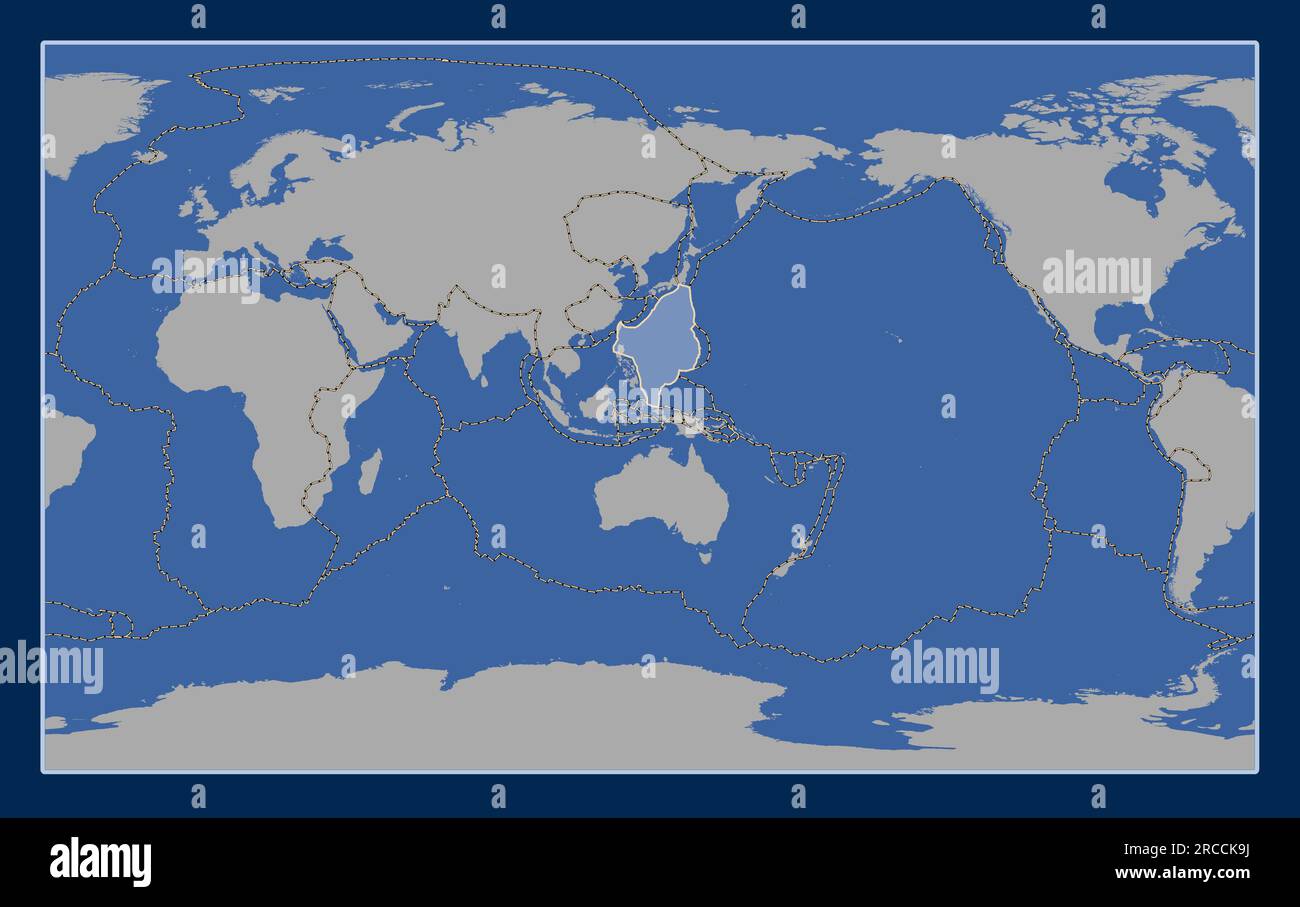 Shape of the Philippine Sea tectonic plate on the solid contour map in ...