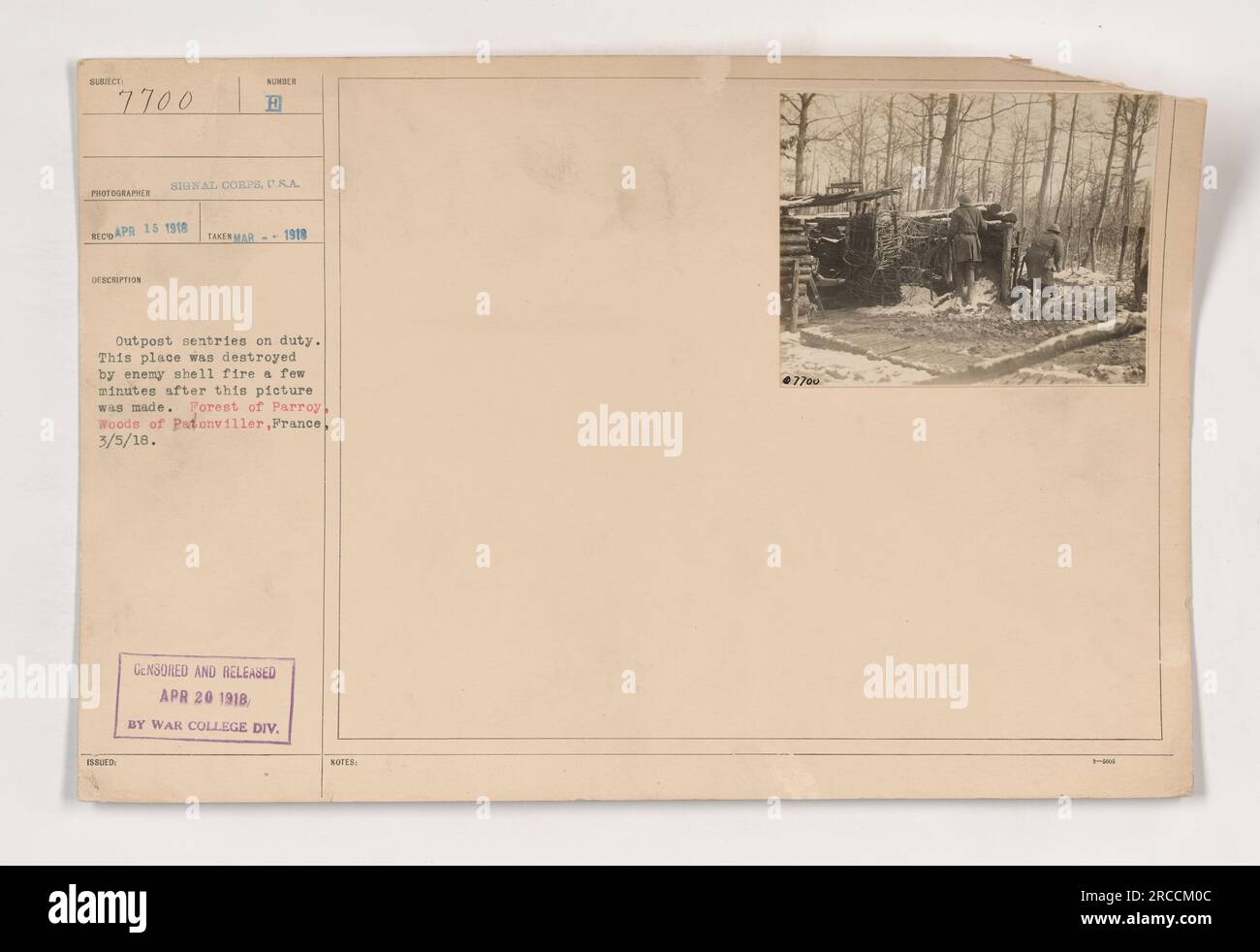 "Outpost sentries on duty in the Forest of Paroy, Woods of Patonviller ...